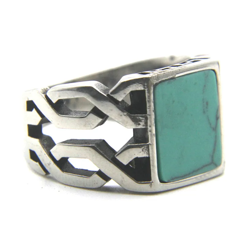 Hollow Out Zircon Stone Ring Stainless Steel Jewelry Biker Style Clear ...