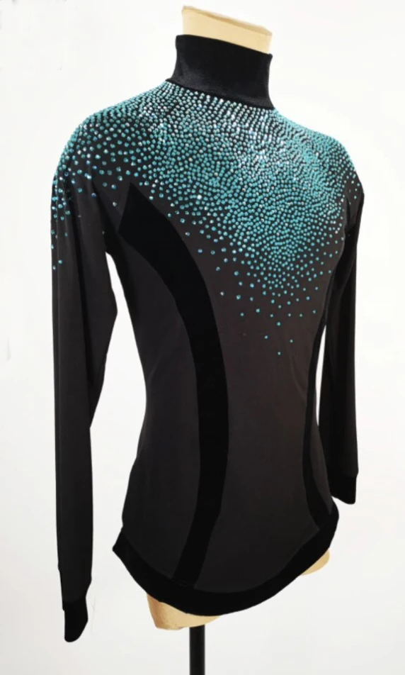 Black lycra fabric Latin Dance Dress Clothing Salsa Costume Ballroom ...