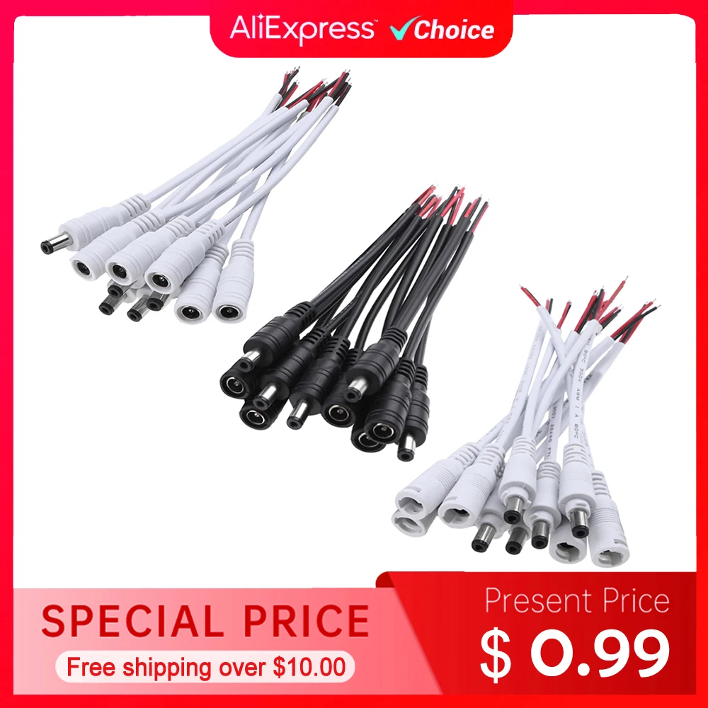 5-10-Pcs-5-5x2-1mm-DC-Male-Female-Power-Plug-Cable-Wire-Jack-Adapter ...