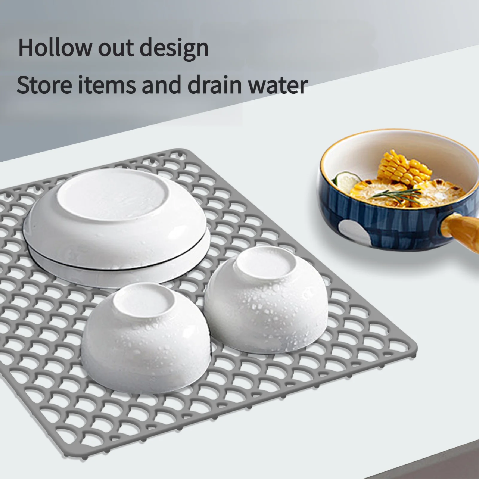 Silicone Sink Mat Protectors for Kitchen Sinks, Non-Slip Folding Grid ...