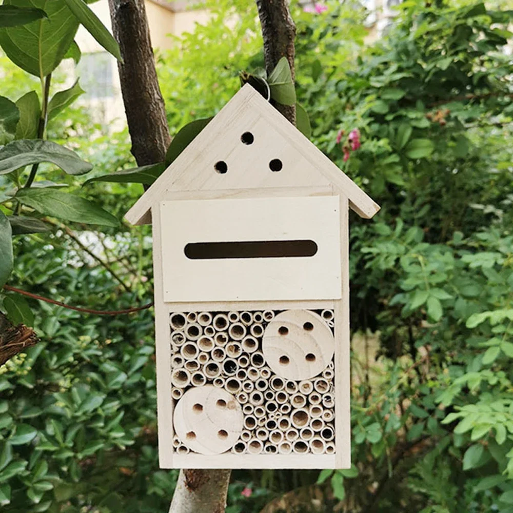 Wooden-Insect-House-Bees-Garden-Shelter-Natural-Wood-Nesting-Habitat ...