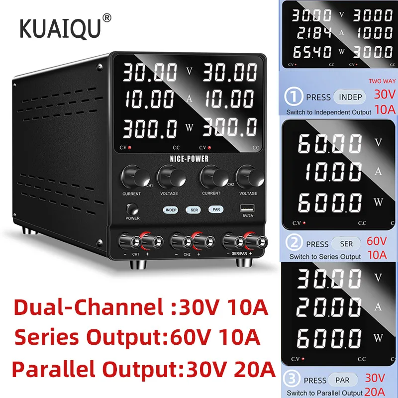 Dual-Channel-Variable-DC-Lab-Power-Supply-3-Way-30V10A-60V10A-30V20A ...