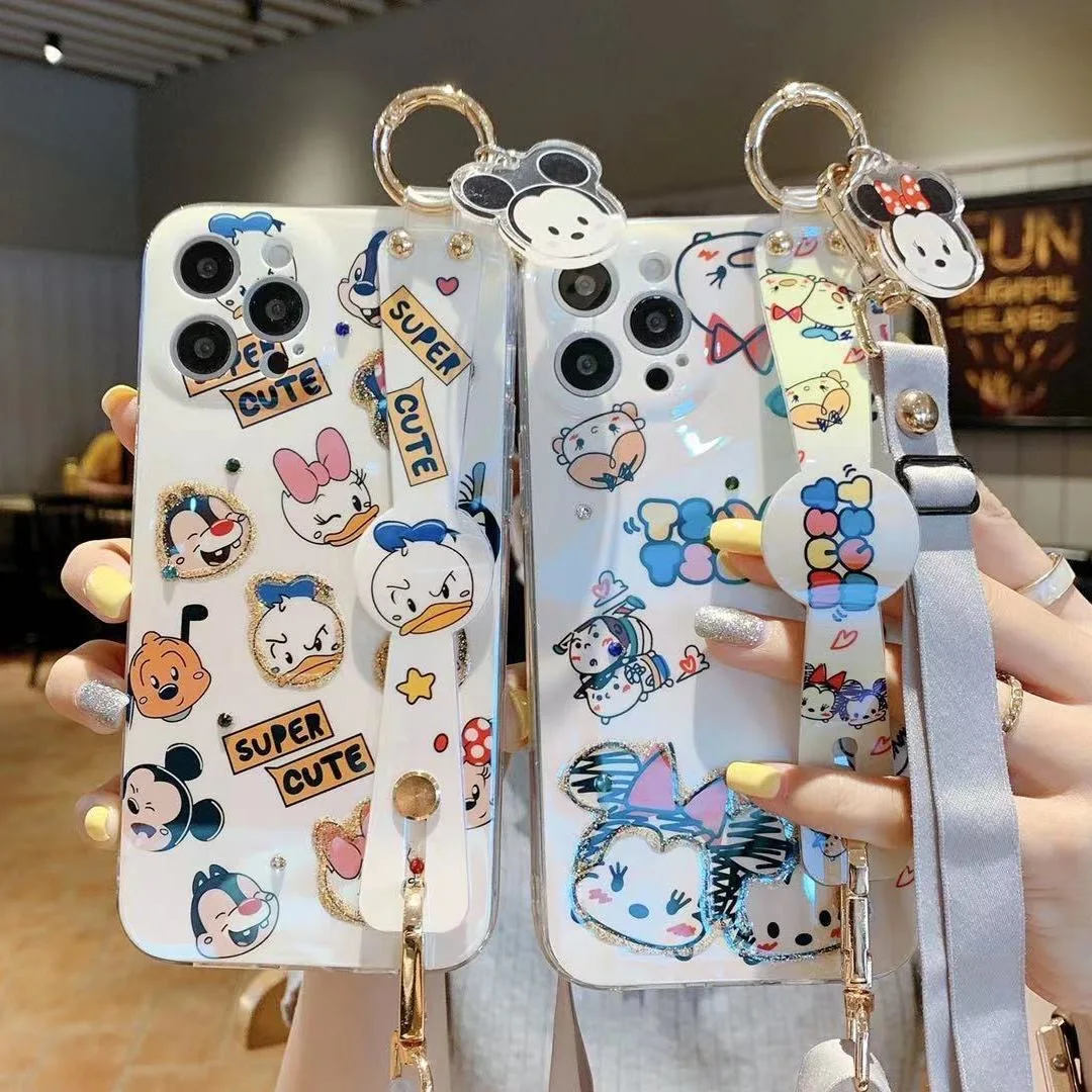 Disney funda de teléfono con correa cruzada para iPhone, carcasa trasera con diseño de Mickey y ...