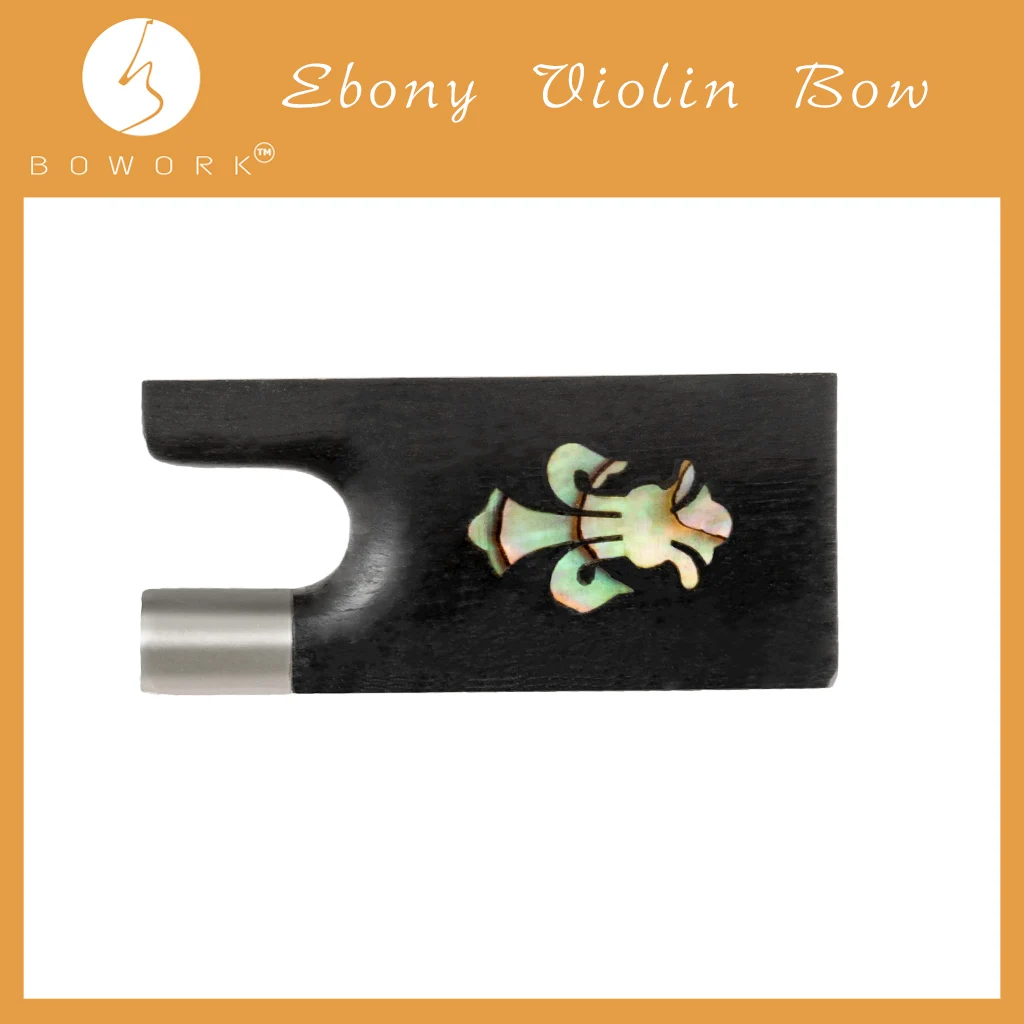 BOWORK Ebony Violin Bow Frog With Beautiful Fleur de lis Design Inlay 4 ...