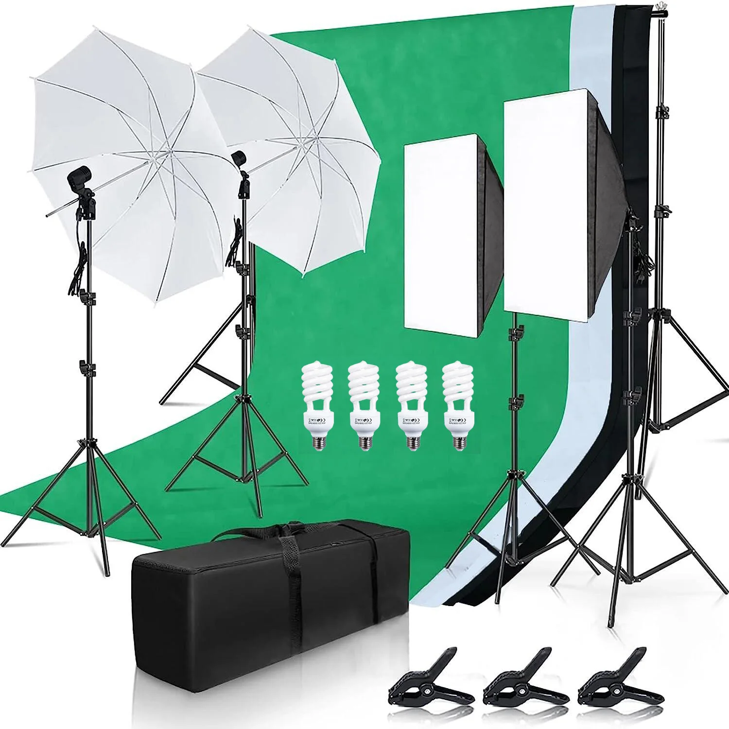 Andoer-Studio-Light-Kit-Softbox-Ilumina-o-L-mpada-LED-33-White-Umbrella ...