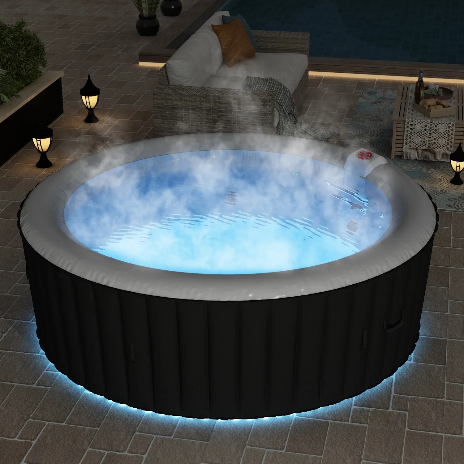 Luxury Round Portable Inflatable Spa Pool with Jets Backyard Inflatable ...