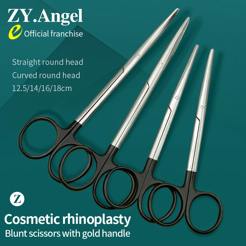 Medical Nasal Surgical Tools Black Handle Blunt Nose Scissors Round ...