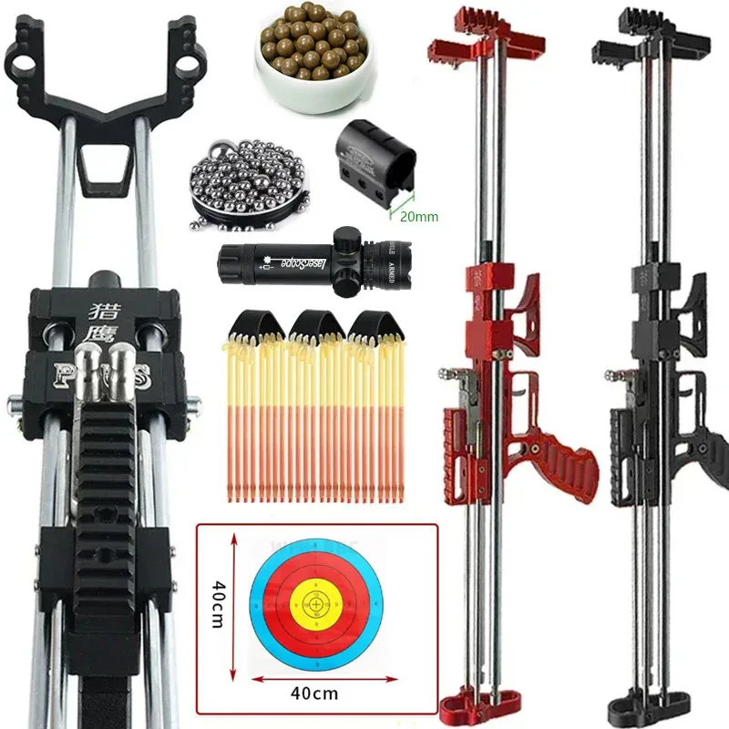 80LBS-Telescopic-Long-Pole-Slingshot-Laser-All-Metal-Powerful-Shooting ...