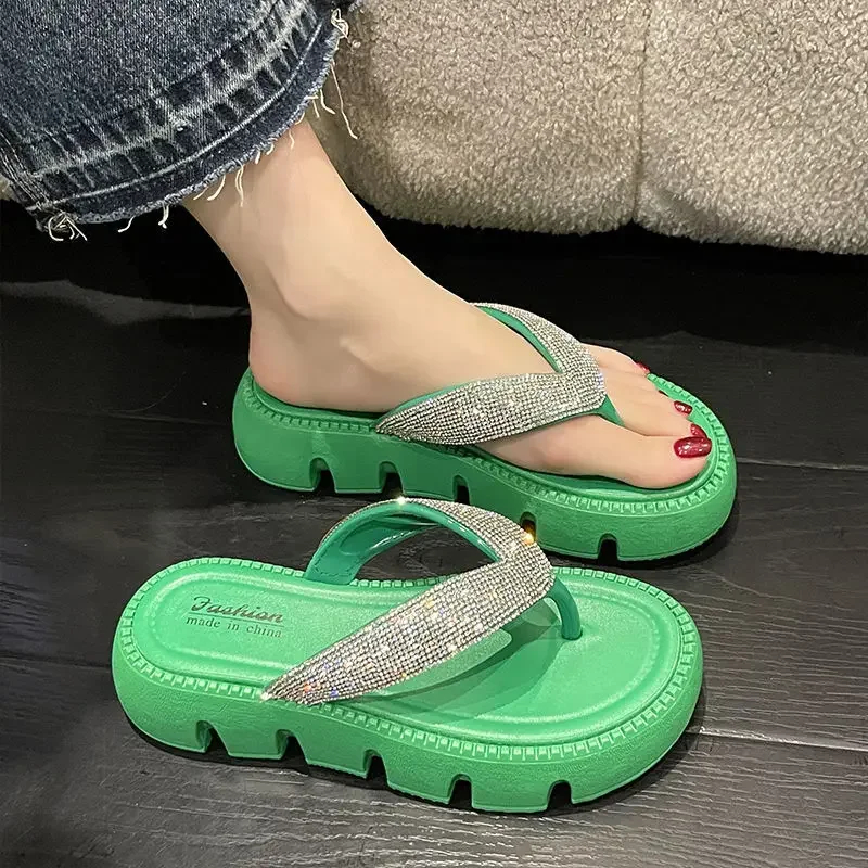 2024-Summer-New-Shiny-Rhinestone-Flip-Flops-Women-s-High-Grade-Flip ...
