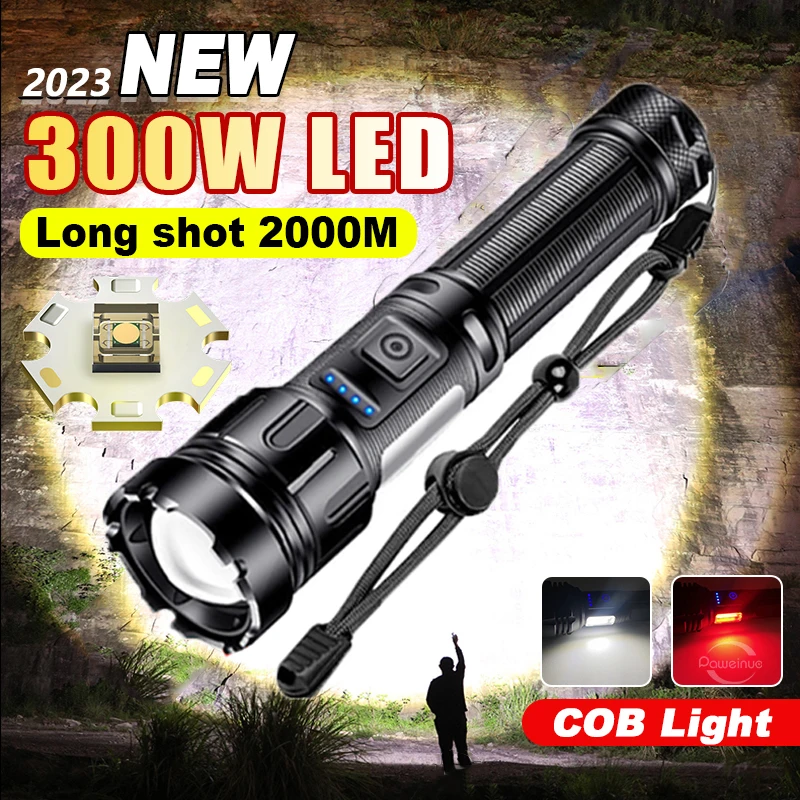 2000000LM-XHP200-Bright-LED-Flashlight-with-COB-Work-Light-5000mAH-Type ...