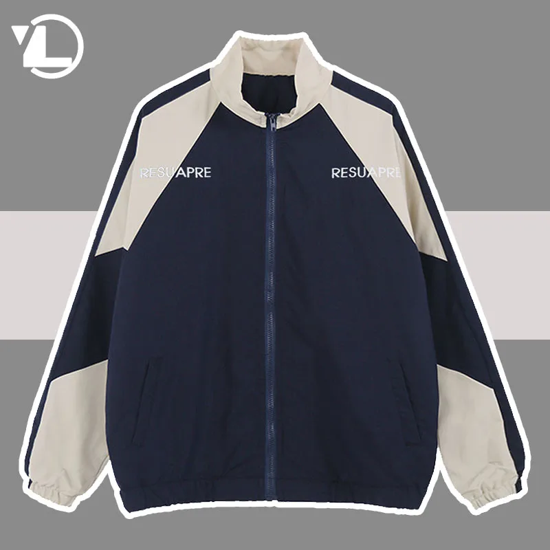 Hip Hop Patchwork Jackets Men Women Spring Autumn Streetwear Color ...