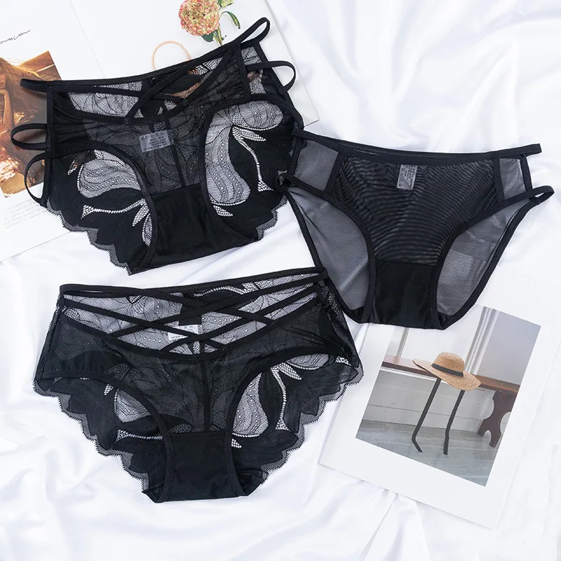 Culotte-slip,Sous-vêtements transparents évidés pour femmes,culottes ...