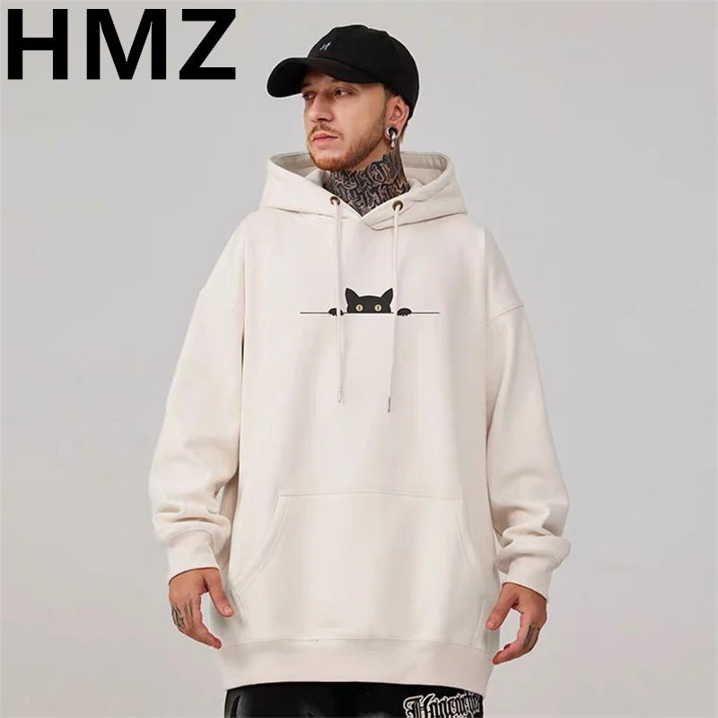 HmZ-Homens-Cartoon-Cat-Print-Hoodies-Casais-Top-Harajuku-moletom-Streetwear-Algod-o-extragrande ...