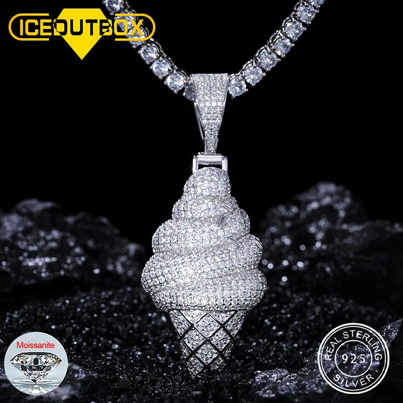 Hip-Hop-Iced-Out-Bling-Ice-Cream-Pendant-Necklace-925-Sterling-Silver ...