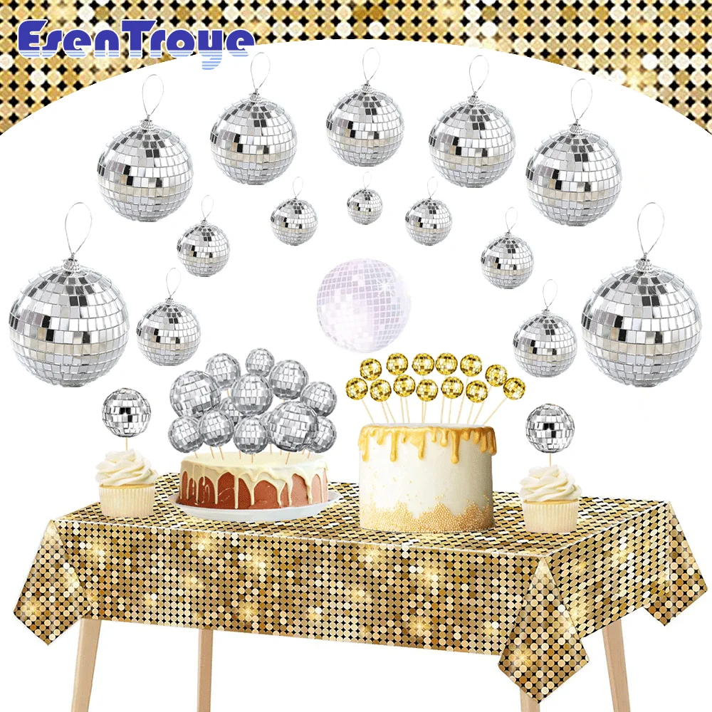 70s 80s 90s Disco Birthday Party Decor Sequin Tablecloth Mirror ...