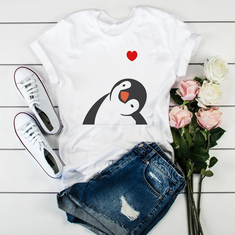 PENGUIN T Shirt Printed Funny Tee Shirts Cute Cartoon t shirt for Women ...