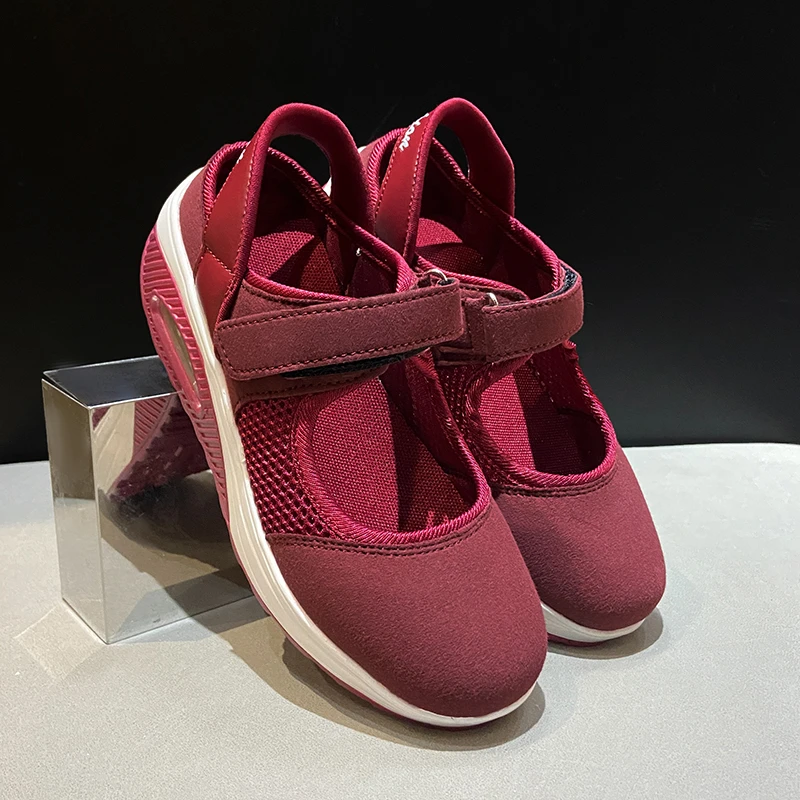 Zapatos de malla para caminar para Mujer, Zapatillas transpirables con suela gruesa y cojín de ...
