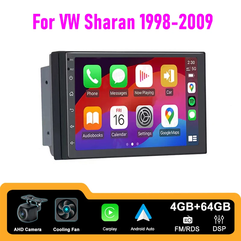 7" 4+64GB Car Radio For VW Sharan 1998-2009 Apple CarPlay Android Auto ...