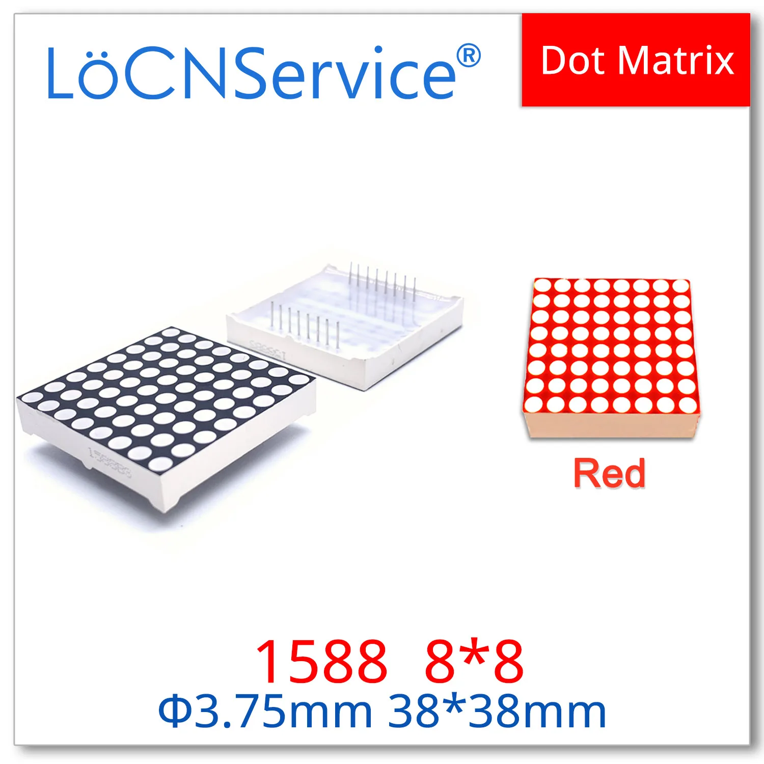 LoCNService-50PCS-Red-1588-8x8-3-75mm-38x38mm-1588AS-1588BS-Dot-Matrix ...