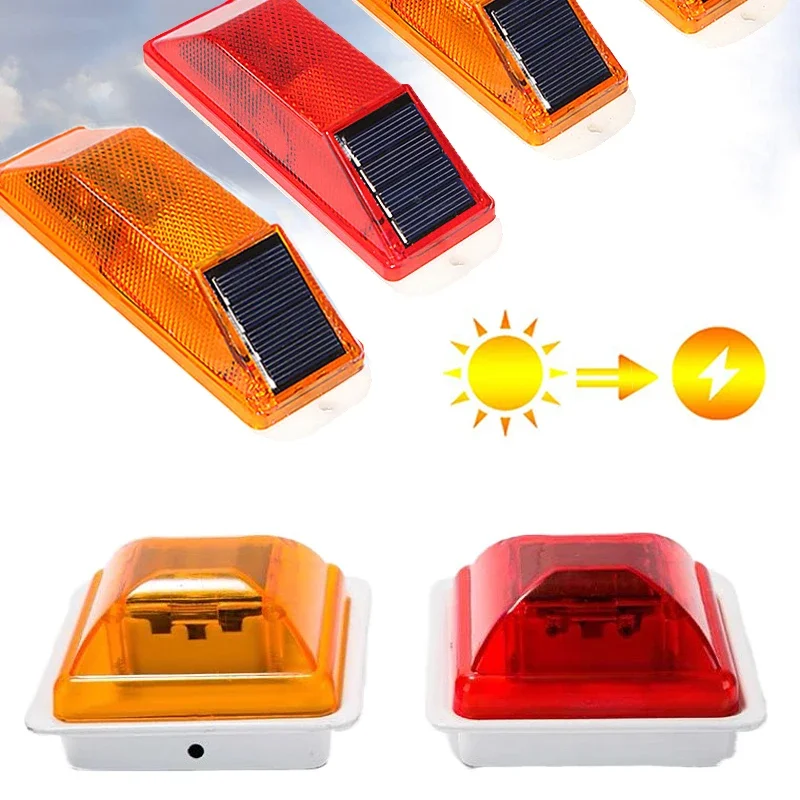 Solar Powered Cap Warning Lamp LED Flashing Lights Road Barriers ...