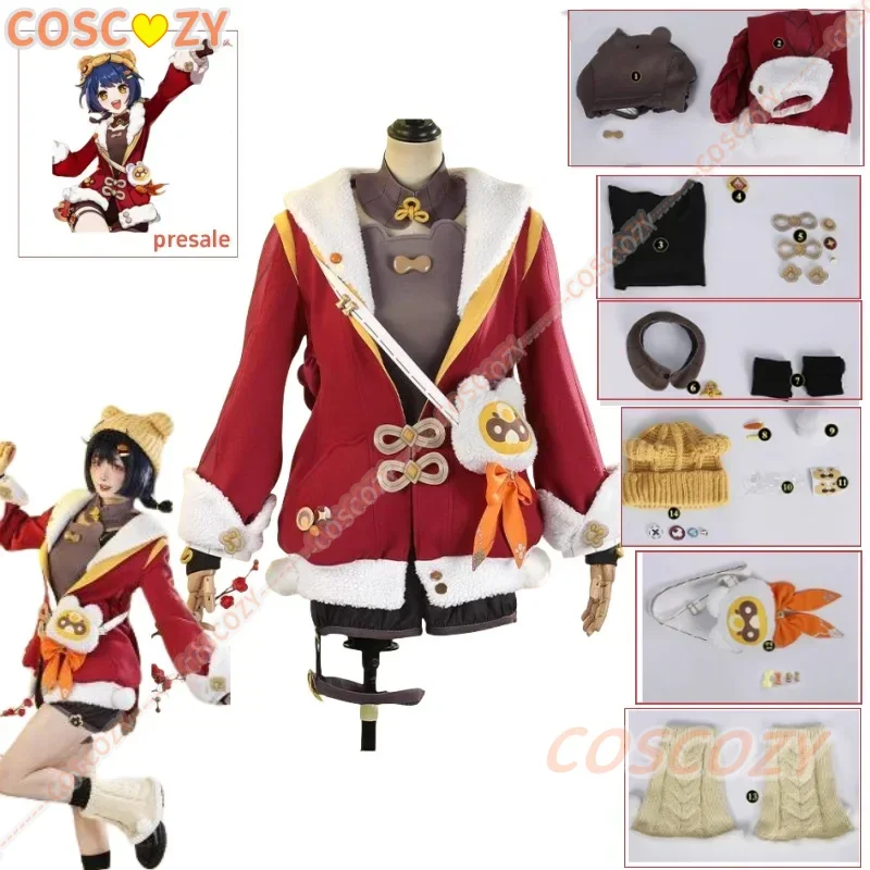 Genshin Impact Xiangling Cosplay Costume Wig Uniform Suit Hat Hairpins ...