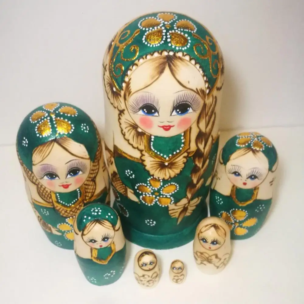 Matryoshka-Toy-Wooden-Russian-Nesting-Dolls-7Pcs-Set-Braided-Hair-Girl ...