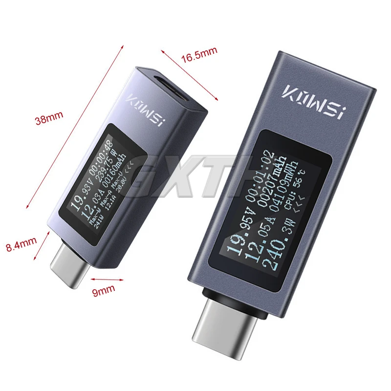 Type-C Phone Fast Charging Detector DC Voltage Ammeter Power Meter ...