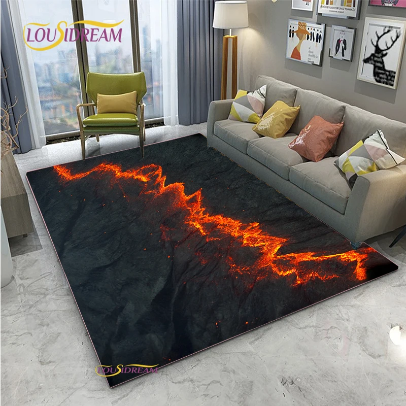 3D Volcano Lava Magma Area Rug Large,Carpet Rug for Living Room Bedroom ...