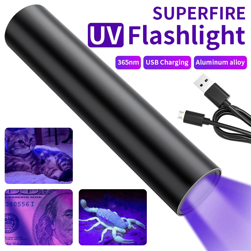 SUPERFIRELED-UV-Flashlight-365-395nm-Portable-Mini-Ultraviolet-Torch-Violet-Light-Pet-Urine ...