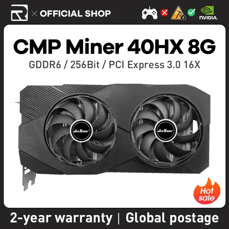 JIESHUO-tarjeta gráfica de minería dedicada, CMP 40HX 8G, GPU, 256 bits ...