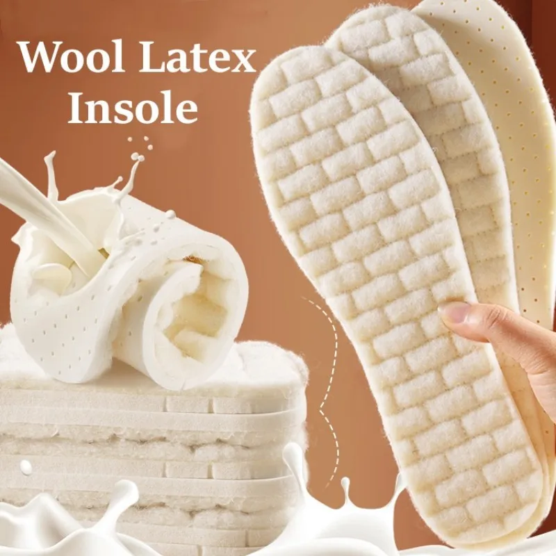 2023-New-Wool-Latex-Insoles-for-Shoes-Winter-Warm-Plush-Snow-Boots-Shoe ...