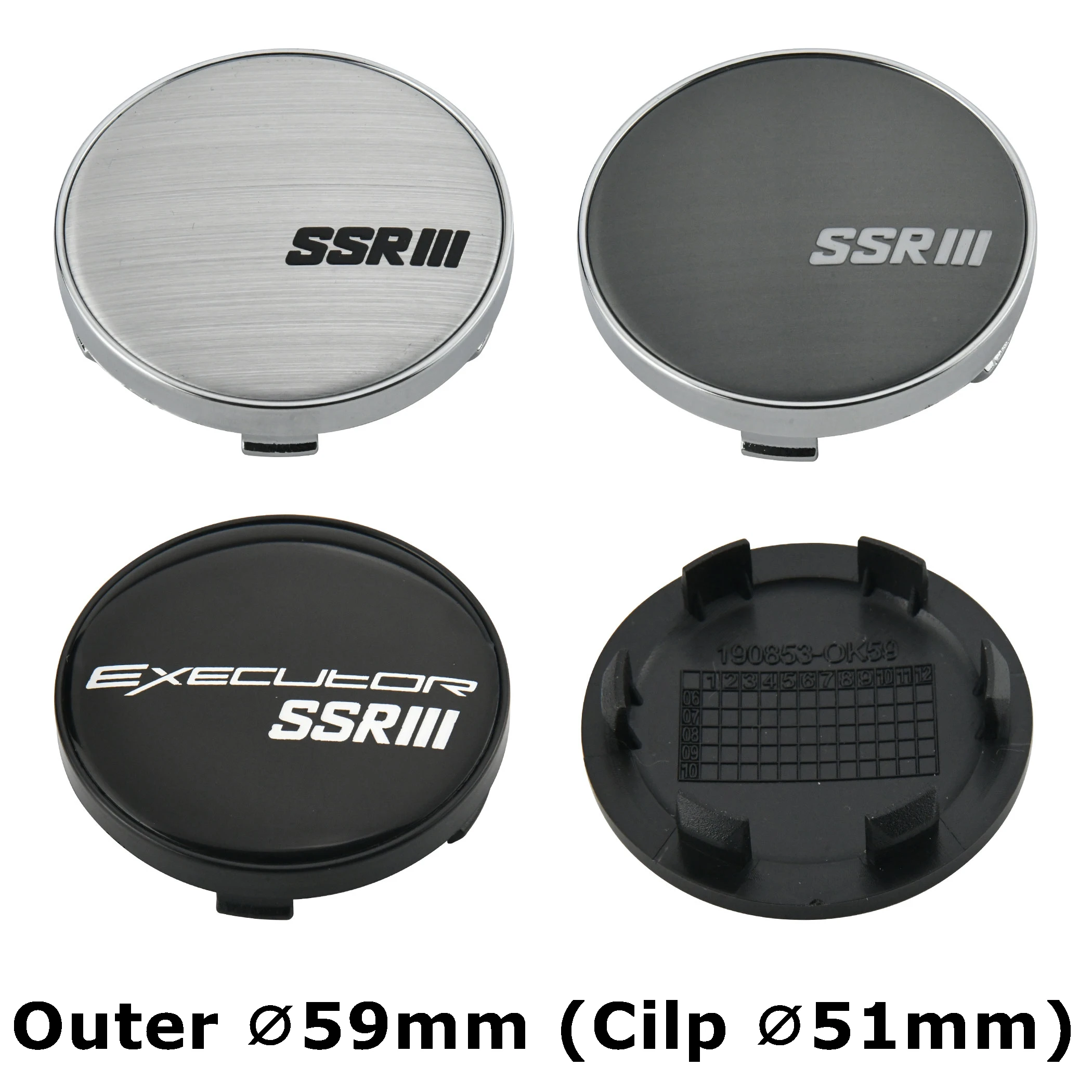 4PCS OD 59MM / ID 51MM Cap For Rims SSR Emblem Wheel Center Cap Sport ...