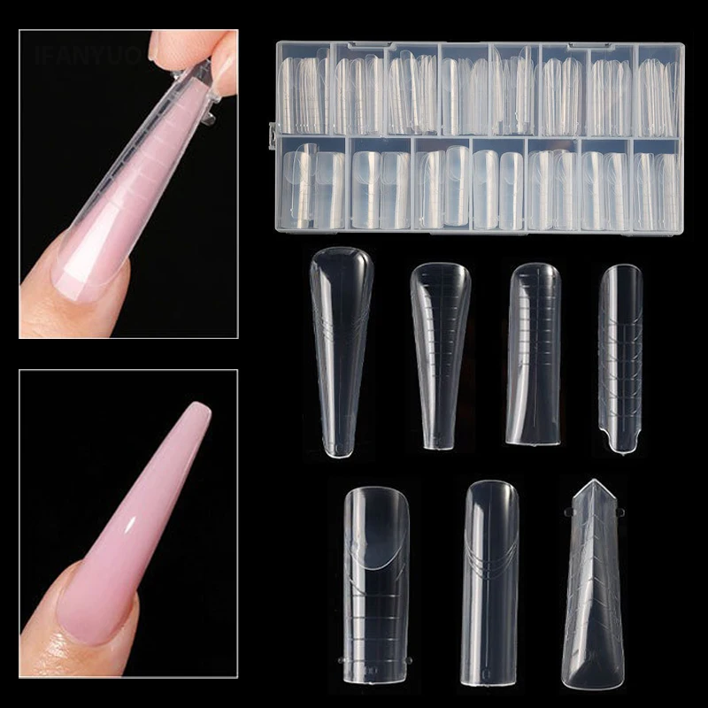 Curved Stiletto Dual Forms Nail Mold Full Cover False Nail Tips Poly ...