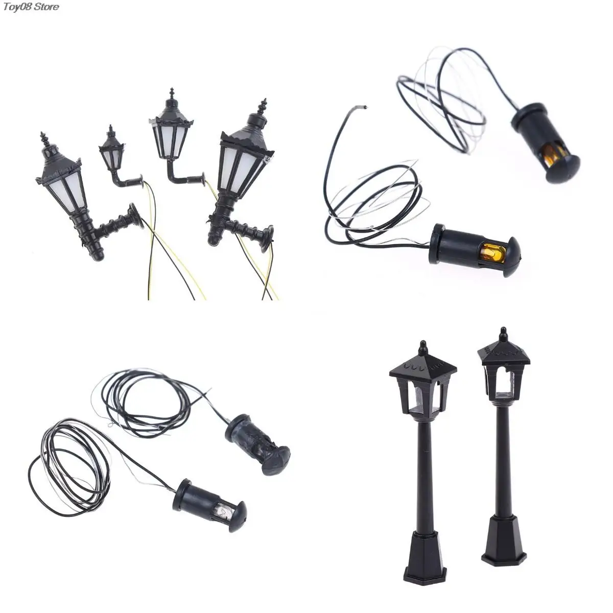 1/2PC Dollhouse Miniature Wall Lamp LED Simulation Mini Street Light ...