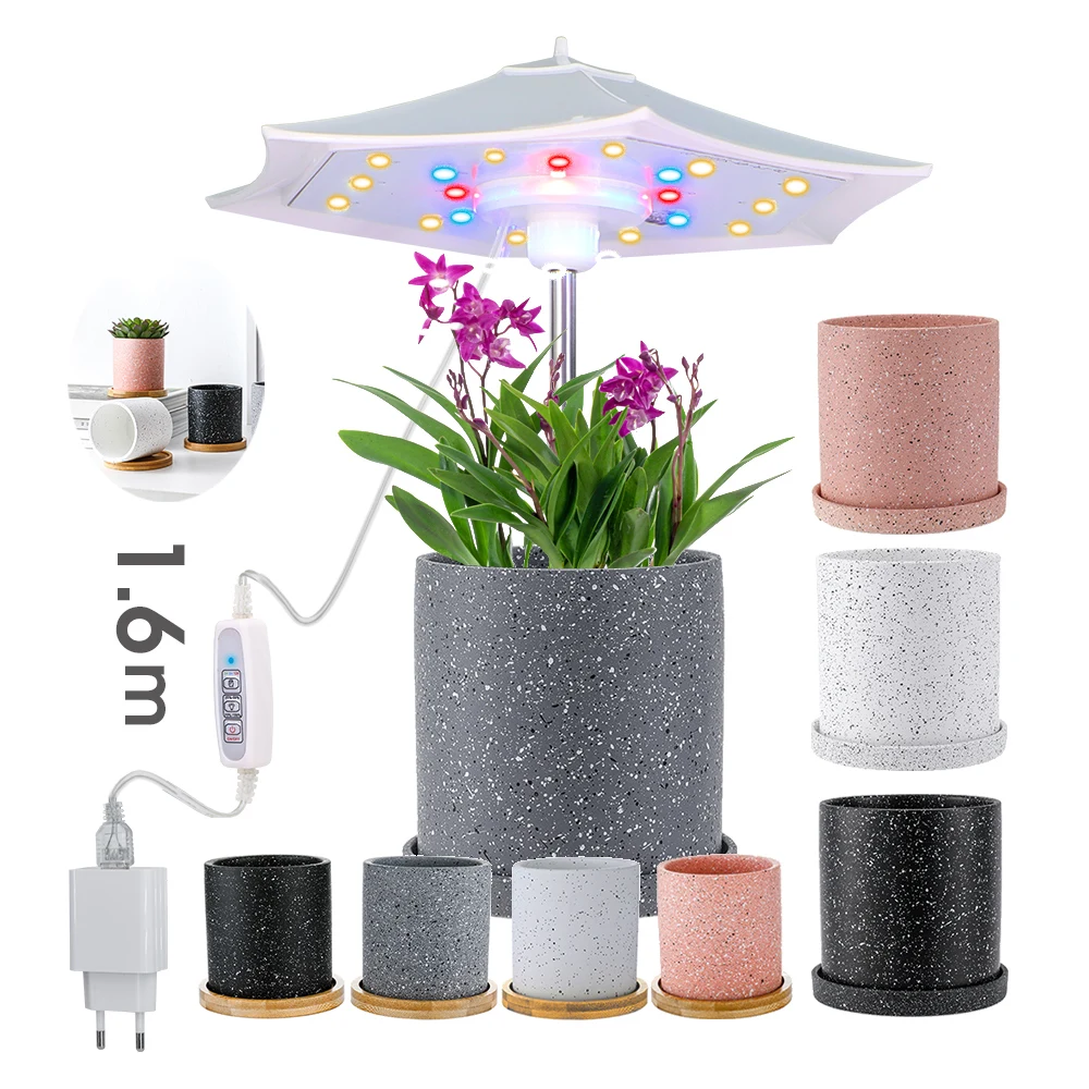Umbrella-LED-Grow-Light-4-Dimmable-Brightness-Ceramic-Planter-Pot-with ...