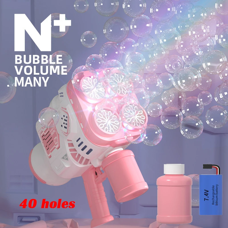 40Hole-Bubble-Gun-Rocket-Soap-Bubble-Machine-Electric-Space-Launcher ...