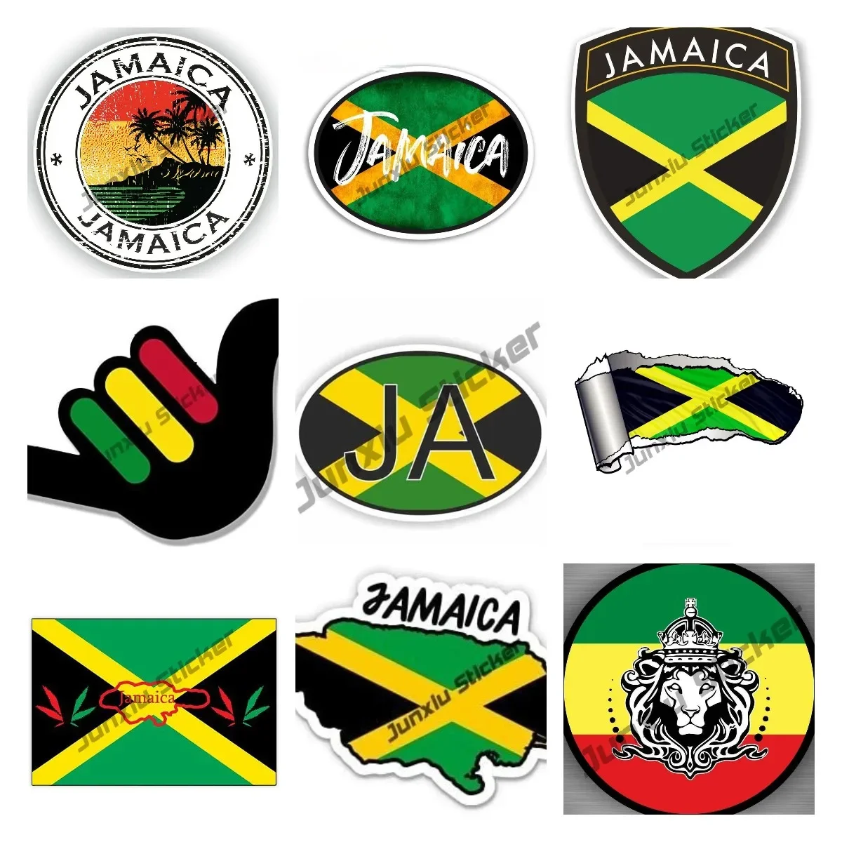 Creative-Stickers-Jamaica-Flag-Decal-Jamaican-Coat-of-Arms-Sticker ...