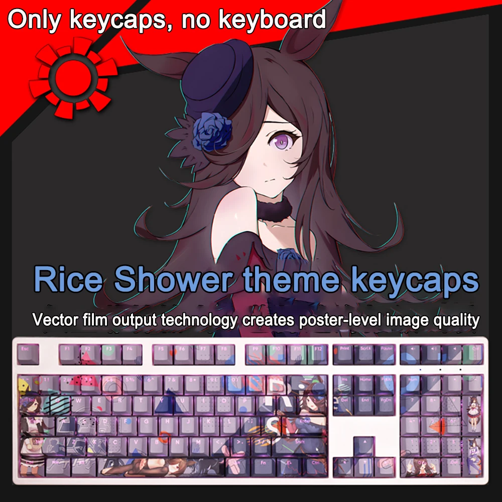 108-Keys-Pretty-Derby-Keycaps-Kitasan-Black-PBT-Dye-Subbed-Cherry ...