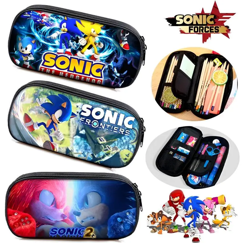 Sonic-The-Hedgehog-Pencil-Case-para-crian-as-grande-capacidade-Cartoon ...
