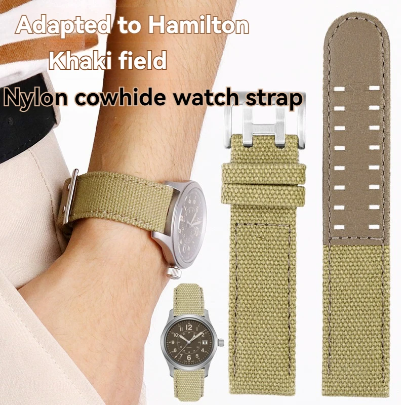 20 22mm High-quality Field Canvas cowhide leather Khaki brown black ...
