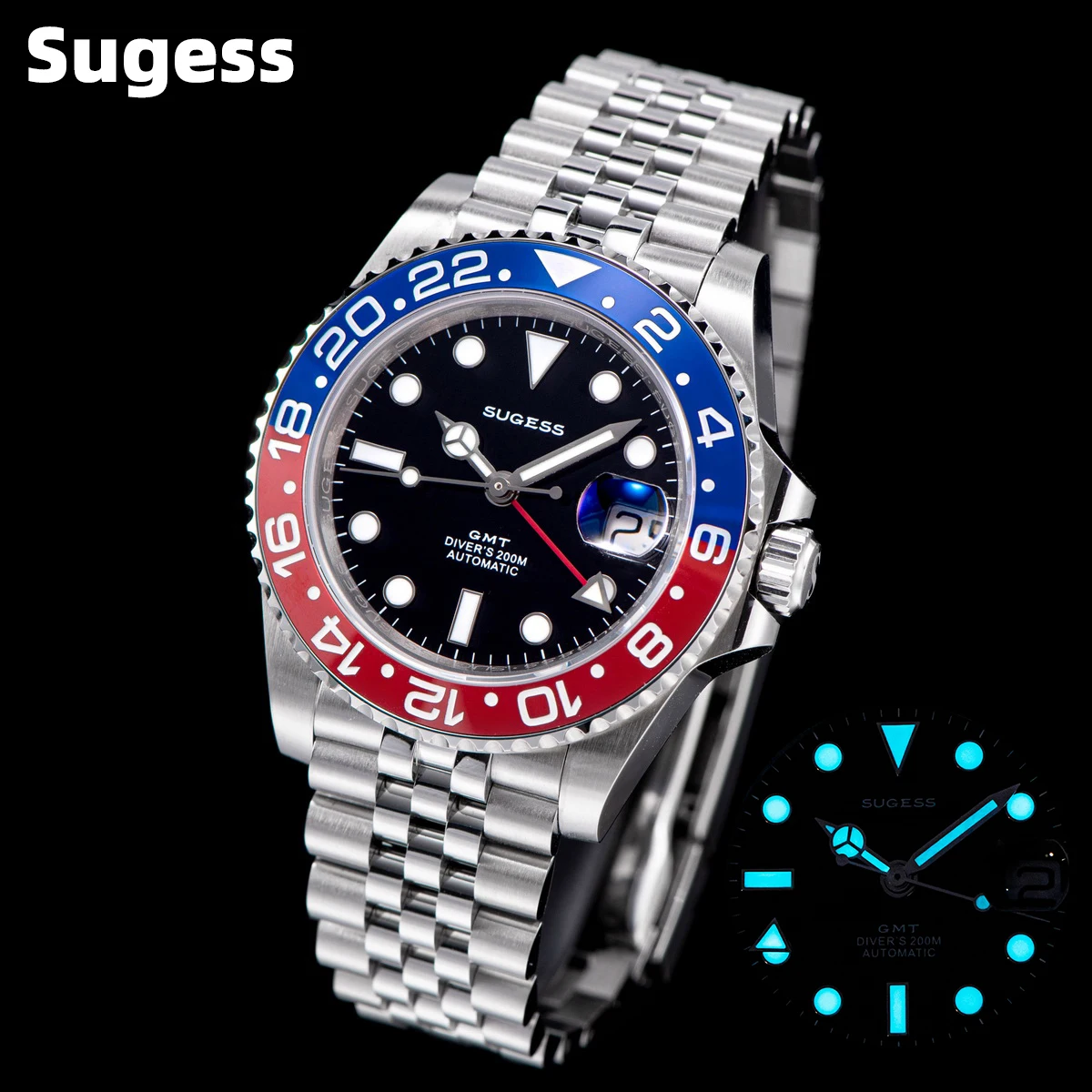 2023 Sugess GMT Diving Watch of Men Automatic Mechanical Waterproof ...