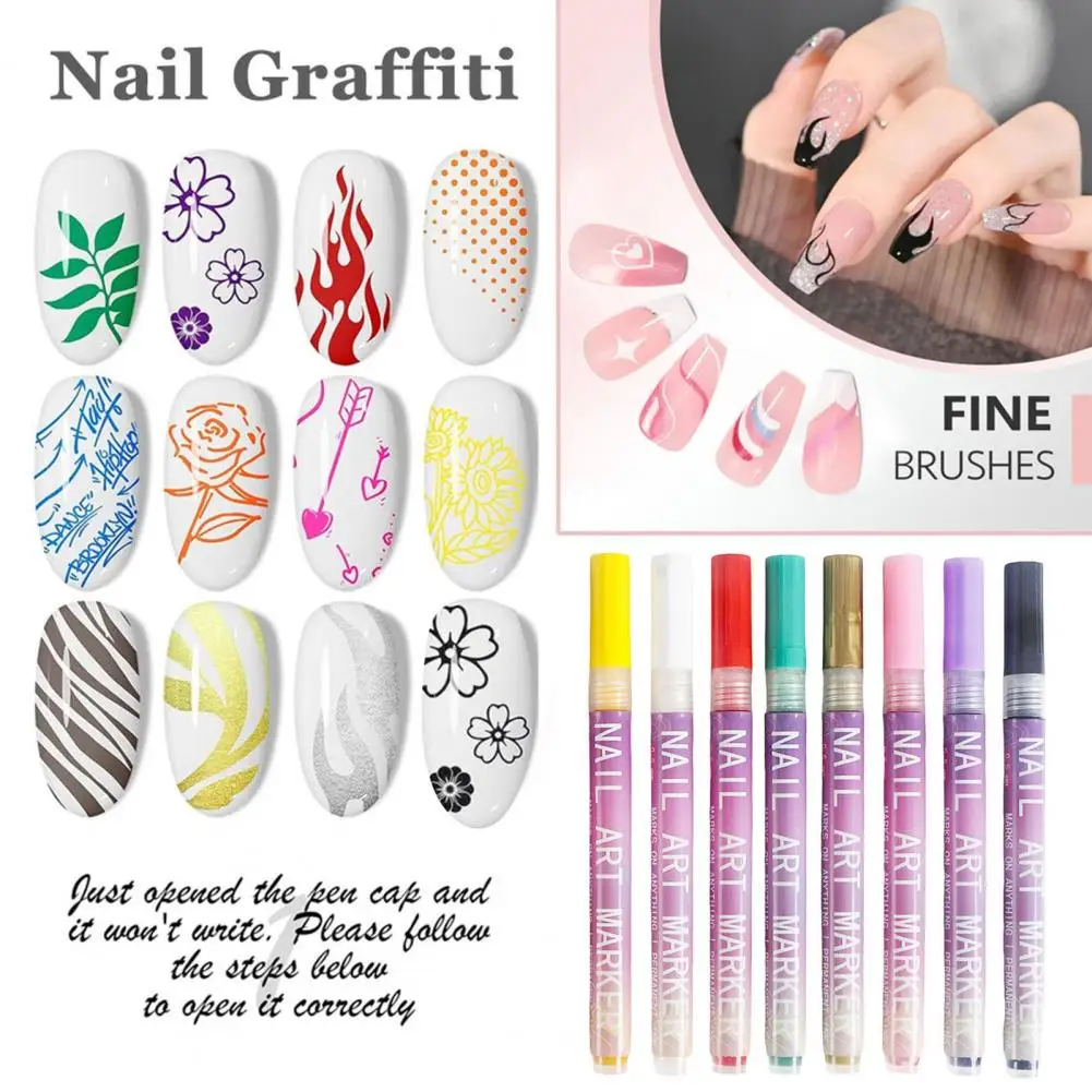 Easy to Use Nail Design Pen 12 Colors Nail Art Pens Set for Diy Gel ...
