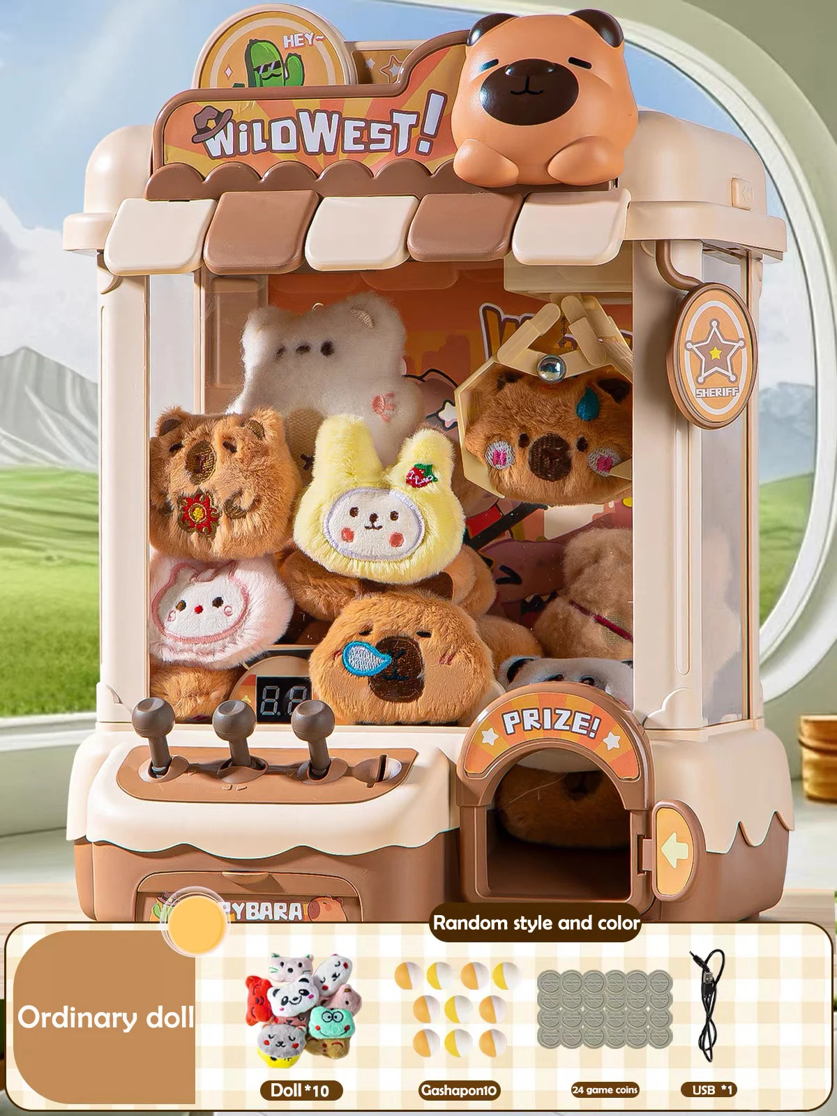 DIY Automatic Doll Machine Kids Coin Operated Play Game Mini Claw Catch ...