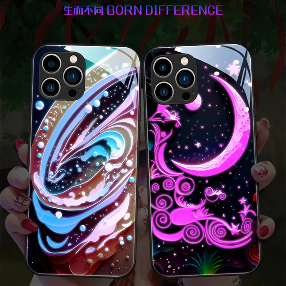 Dream-Universe-Pattern-Luminous-Glass-LED-Call-Light-Up-Flash-Phone ...