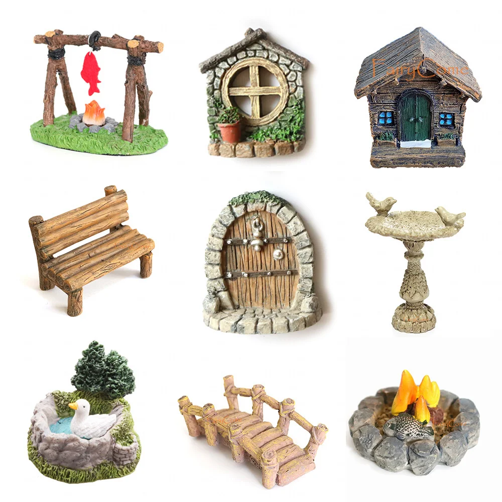 Fairy Garden Miniatures Set Animals Door Arch Figure Accessories ...