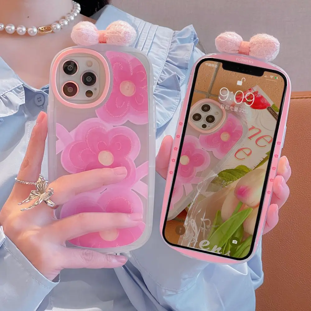 For iphon case Cute Pink Flower Bow Phone Case For iPhone 13 12 Pro XS ...