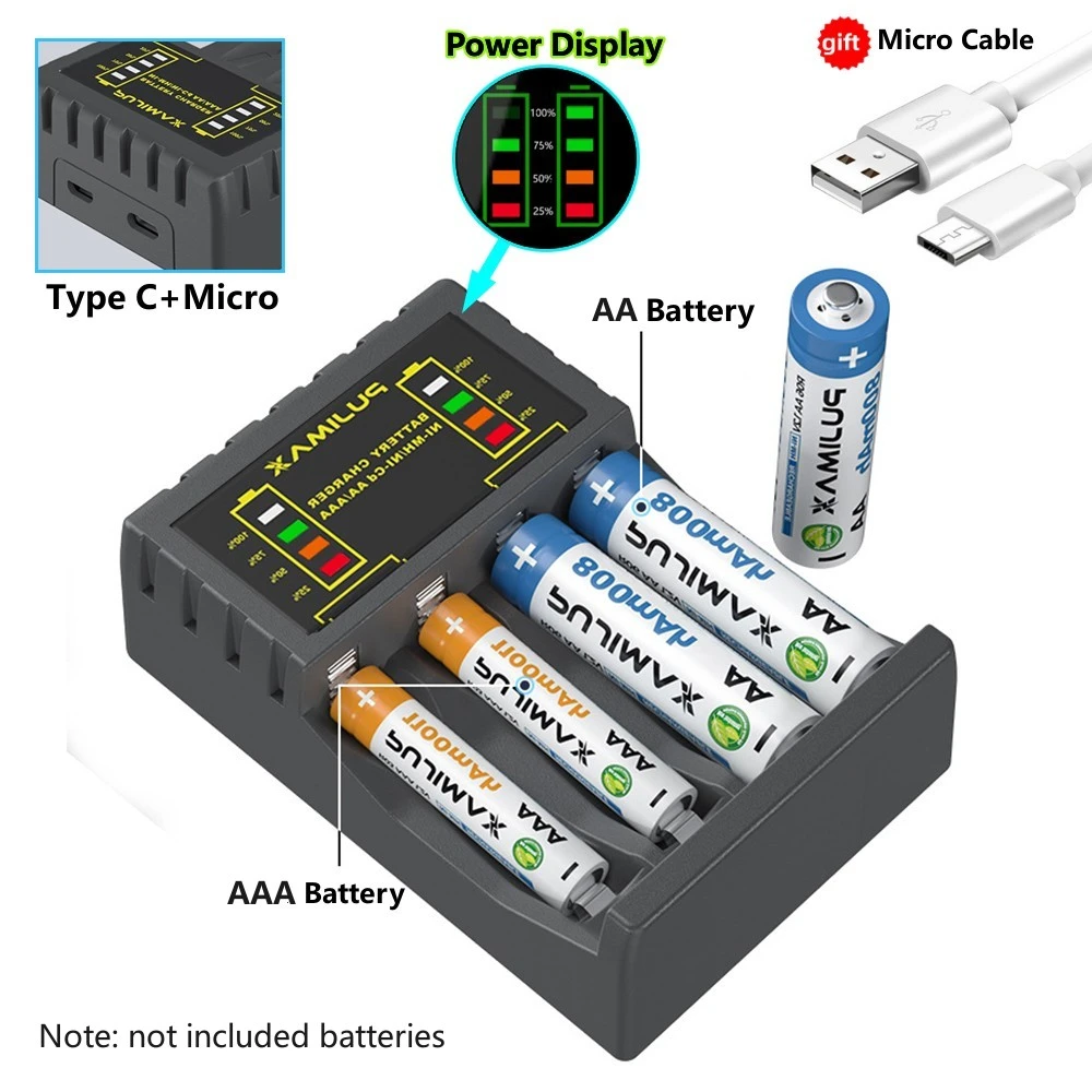 Nimh Battery Charger Rechargeable Batteries Nicd | Aa Battery Charger ...