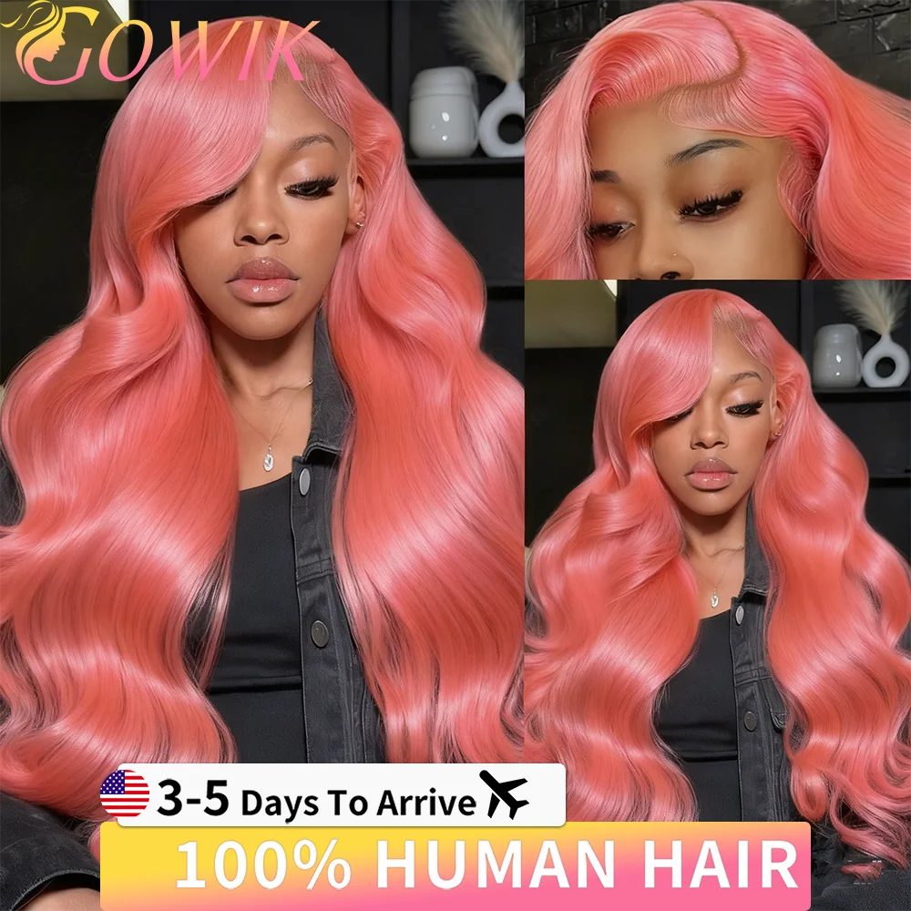 40 Inch Pink Body Wave Human Hair Wigs 13x6 Hd Lace Frontal Wig Colored ...