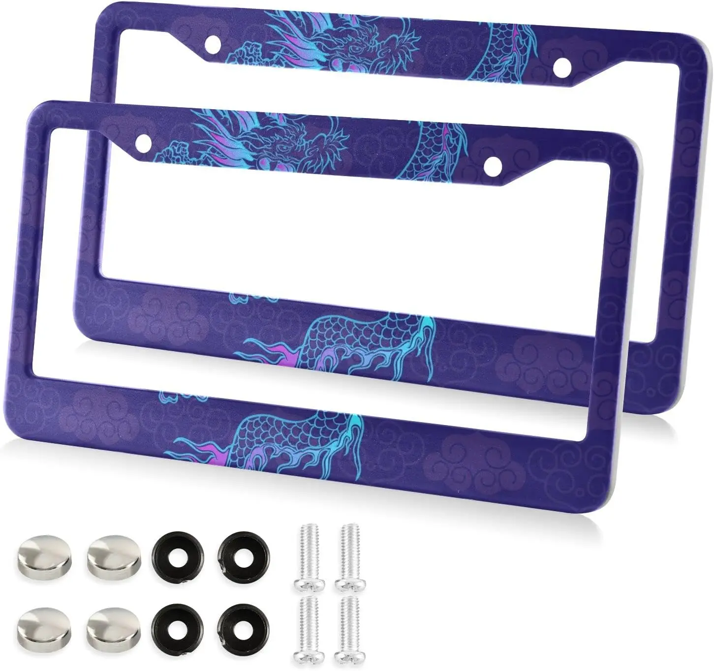 Purple-Chinese-Dragon-License-Plate-Frames-2PCS-Car-License-Plate ...