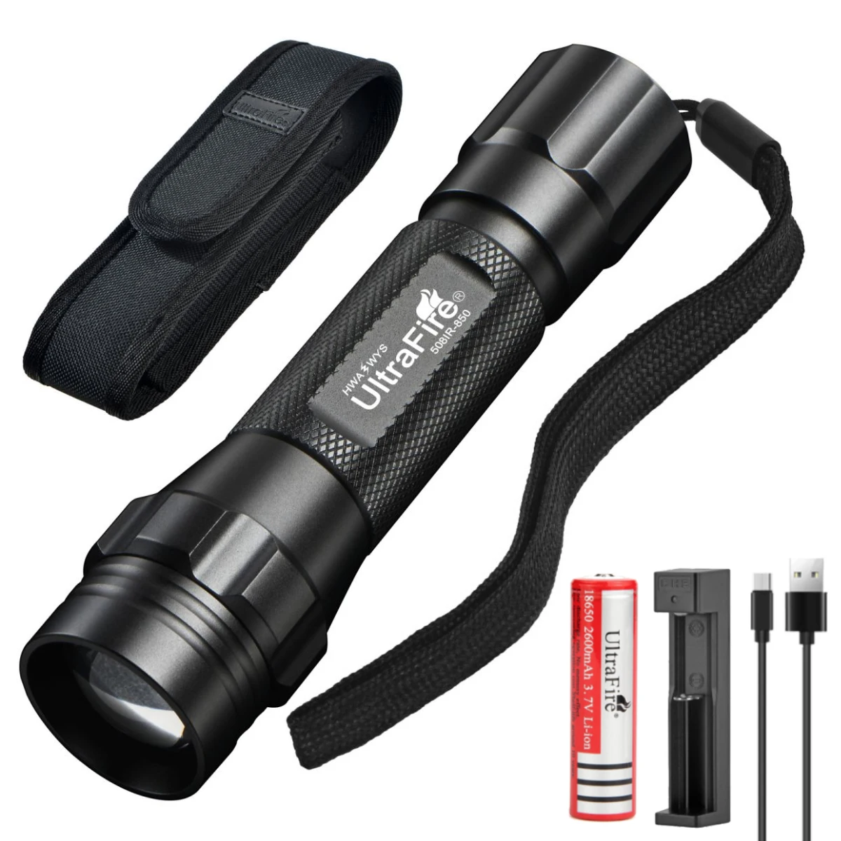 UltraFire-508IR-Infrared-IR-Flashlight-850nm-940nm-Night-Vision-Zoom ...